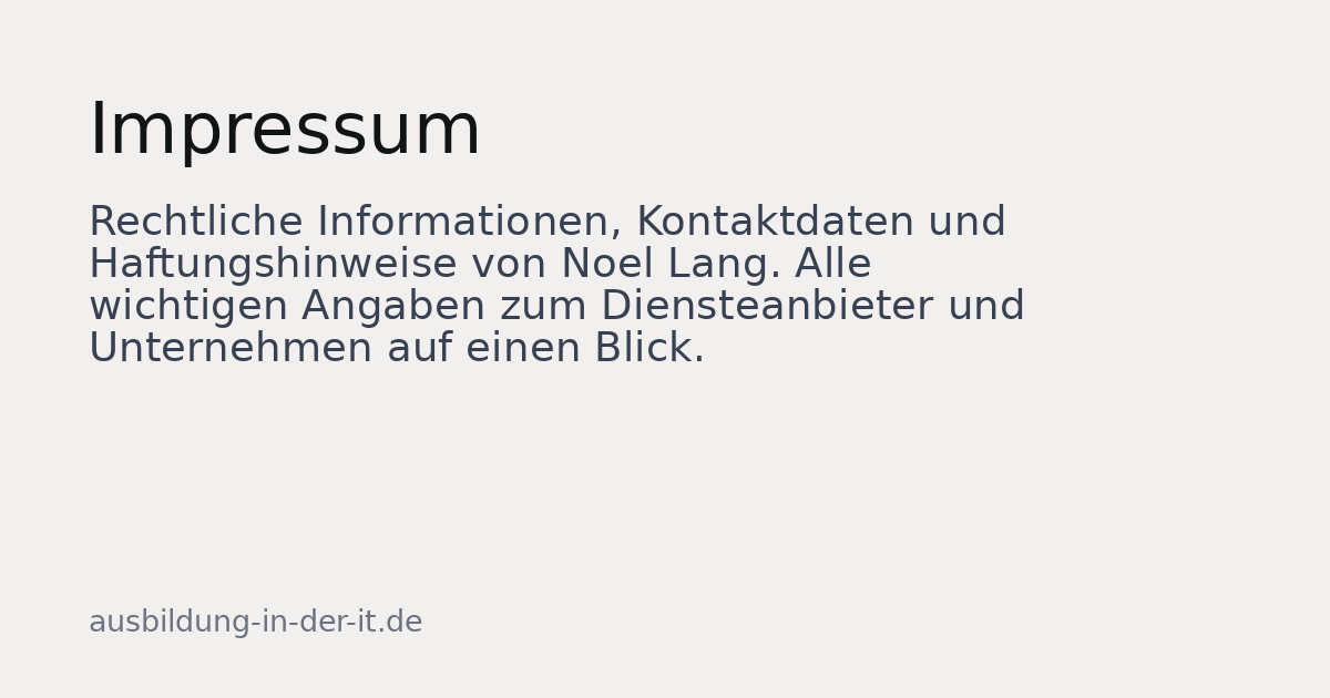 Impressum | Ausbildung in der IT