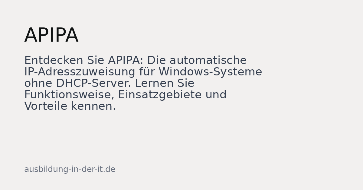Einfach erklärt: APIPA | Ausbildung in der IT