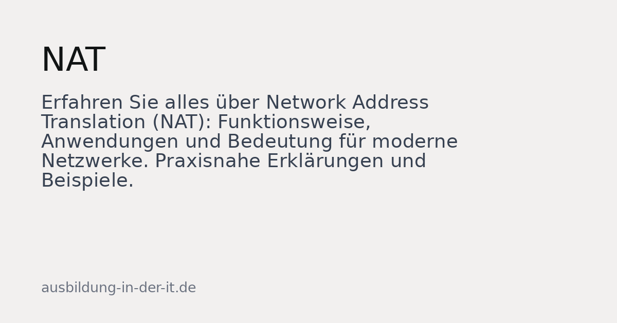 NAT | Ausbildung in der IT