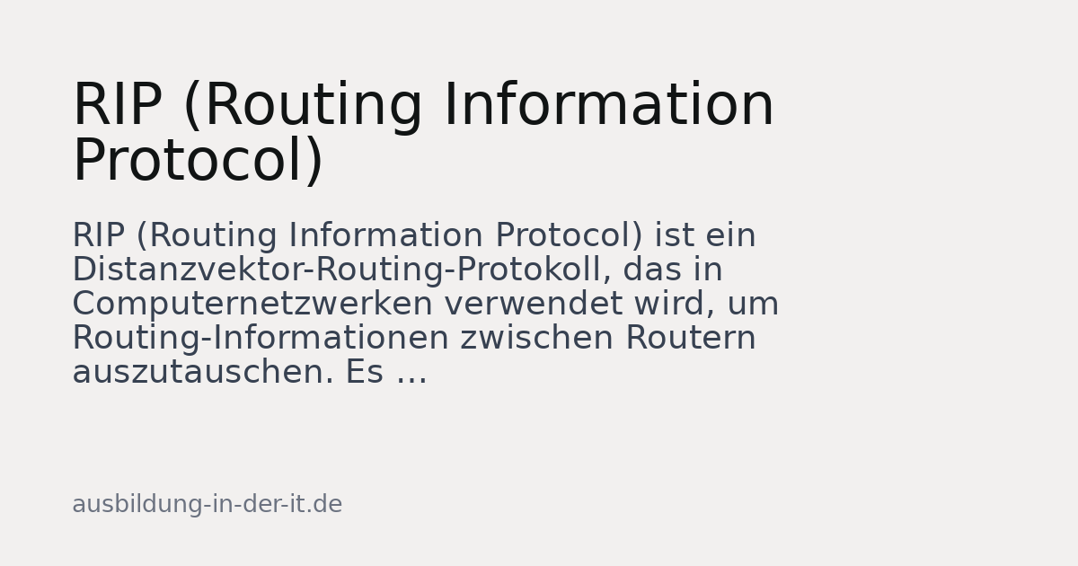 Einfach erklärt: RIP (Routing Information Protocol) | Ausbildung in der IT