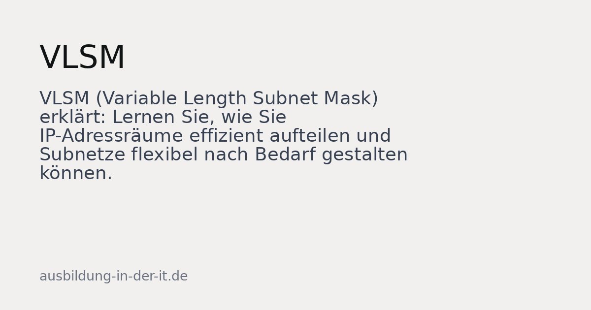 VLSM | Ausbildung in der IT